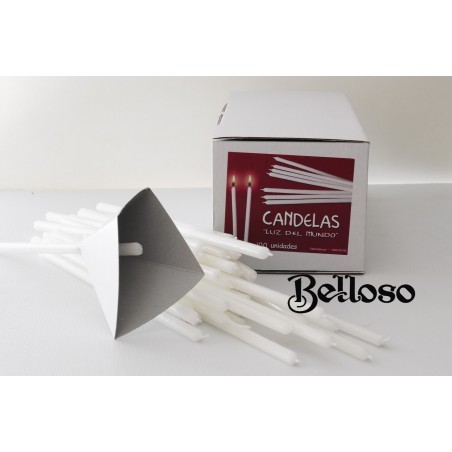 Candelas en cajas de 100 unidades.